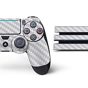 Skinit Decal Gaming Skin Compatible with PS4 Pro Bundle - White Carbon Fiber Specialty Texture Material Design