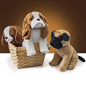 PREXTEX Plush Puppy Dogs - Set of 3 Realistic Looking 8-Inch Cute and Cozy Stuffed Animals