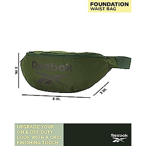 Reebok Fanny Pack - Foundation Lightweight Waist Belt Bag - Crossbody Bag for Gym, Running, Hiking, Festivals, Sports, Varsity Green