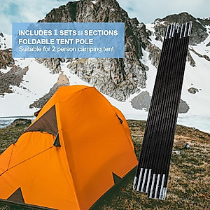 Fiberglass Tent Pole, 1 Sets Outdoor Camping Double Tent Pole Support Frames Kit Tent Replacement Poles Replacement Tent Poles Fiberglass Tent Poles Replacement Fiberglass Tent Pole Replacement