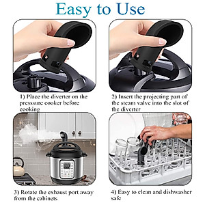 GXF Steam Release Diverter, Silicone Black Steam Diverter Kitchen Accessories for Instant Pot DUO,DUO Plus, Smart Pressure Cooker, Compatible With Mini, 3 Qt 5 Qt 6 Qt 8 Qt Pressure Valve (DUO/Smart)