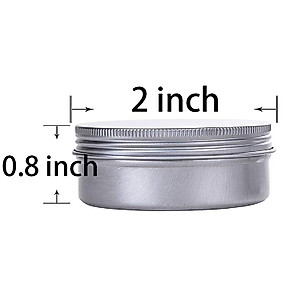 1 Ounce Aluminum Tin Jar Refillable Containers 30ml Aluminum Screw Lid Round Tin Container Bottle for Cosmetic,Lip Balm, Cream, 12 Pack.