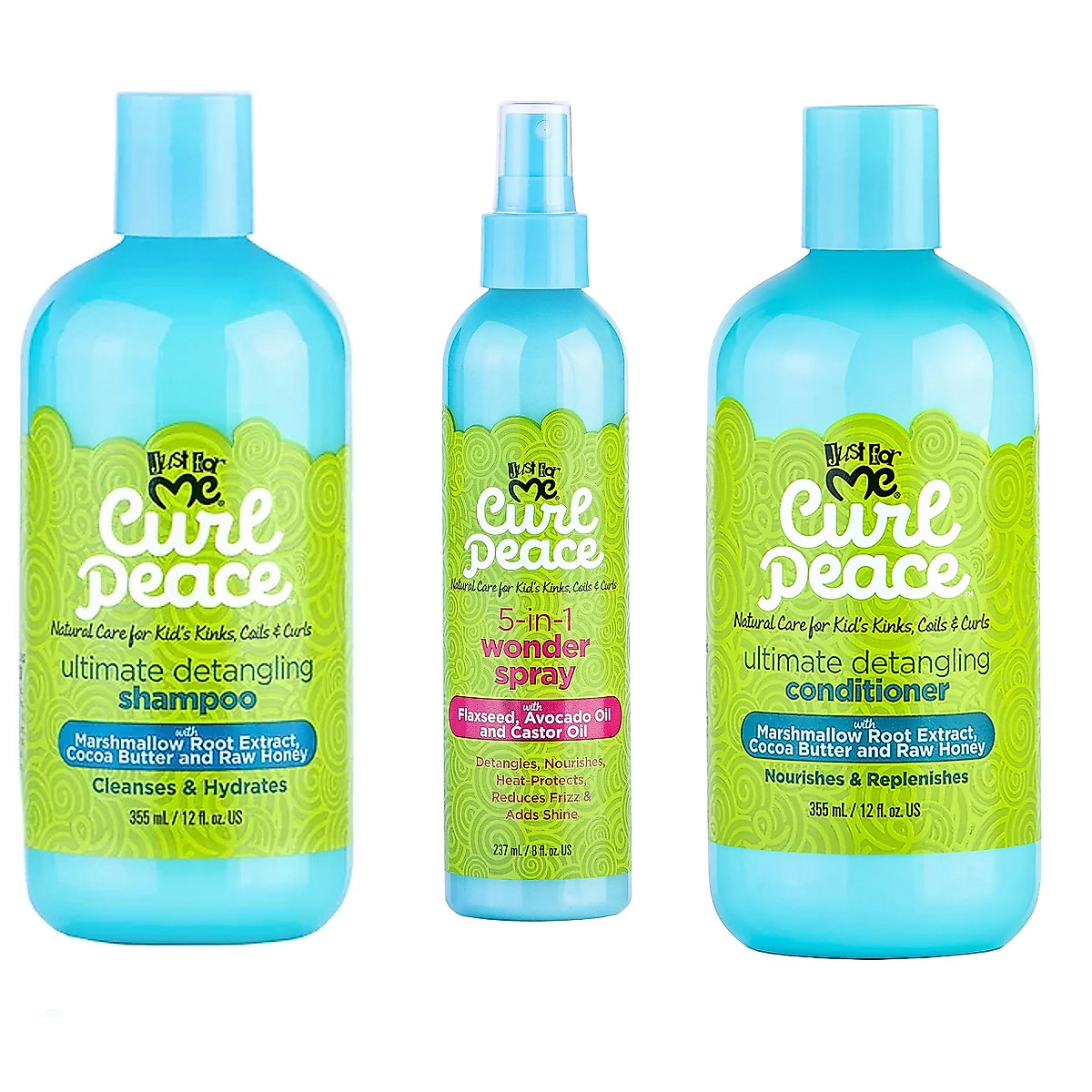 Just For Me Kids Curl Peace Hair Products Combo (SHAMPOO, CONDITIONER & WONDER SPRAY)