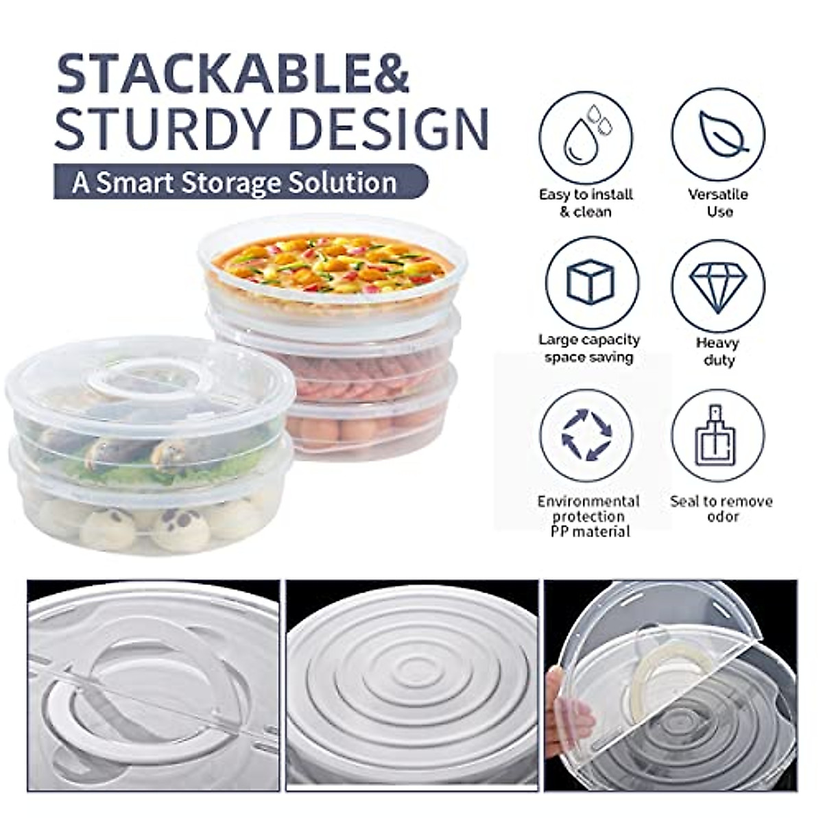 Ternual Multipurpose Pie Carrier with Lid and Handle Egg Container Holds Pies 30 Eggs 12/3.5 Inches Suitable for Cheese Cake, Corn Pie, Fruit White Clear Visible