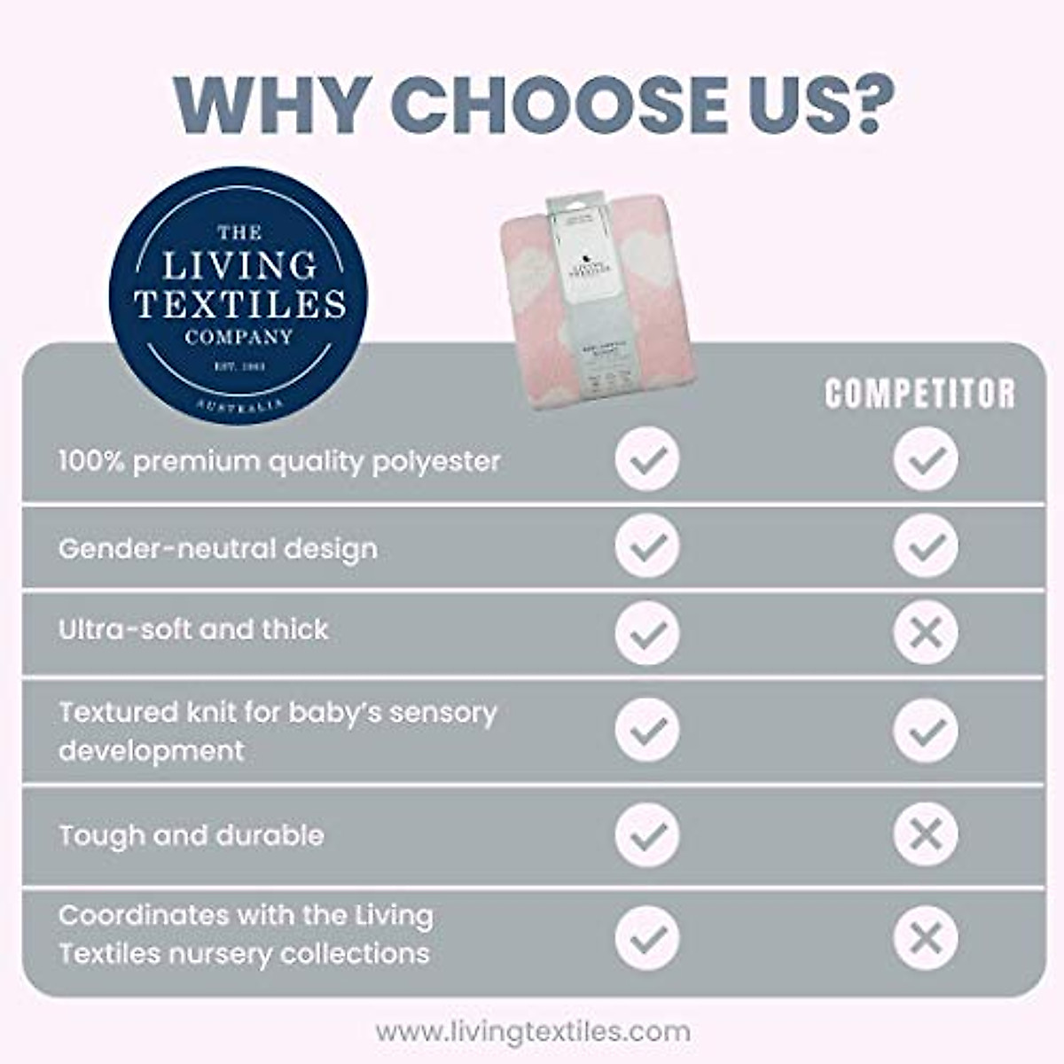 Living Textiles Pink Hearts Chenille Soft Baby Blanket Reversible Premium Cozy Fabric for Best Comfort - for Infant,Toddler,Newborn,Nursery,Girl,Throw,Crib,Stroller,Gift, Pink Hearts 40x30