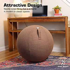 ProBody Pilates Yoga Ball Chair - Exercise Ball Chair for Home or Office, Balance Ball Chair with Yoga Ball Cover, Upgrade Stability Ball with Attractive Cover (Sepia, 24 in)