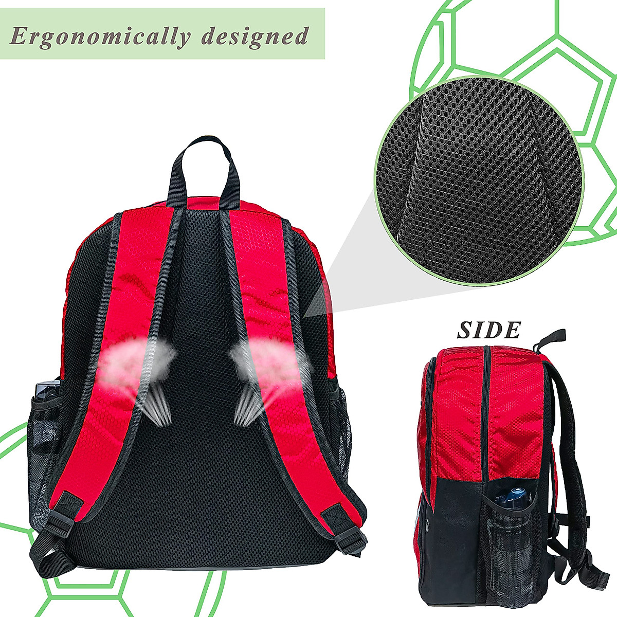Rudmox Soccer Ball Bag-Backpack for Basketball,Volleyball with Cleat Shoes and Ball Compartment for Sports Team,Trainning