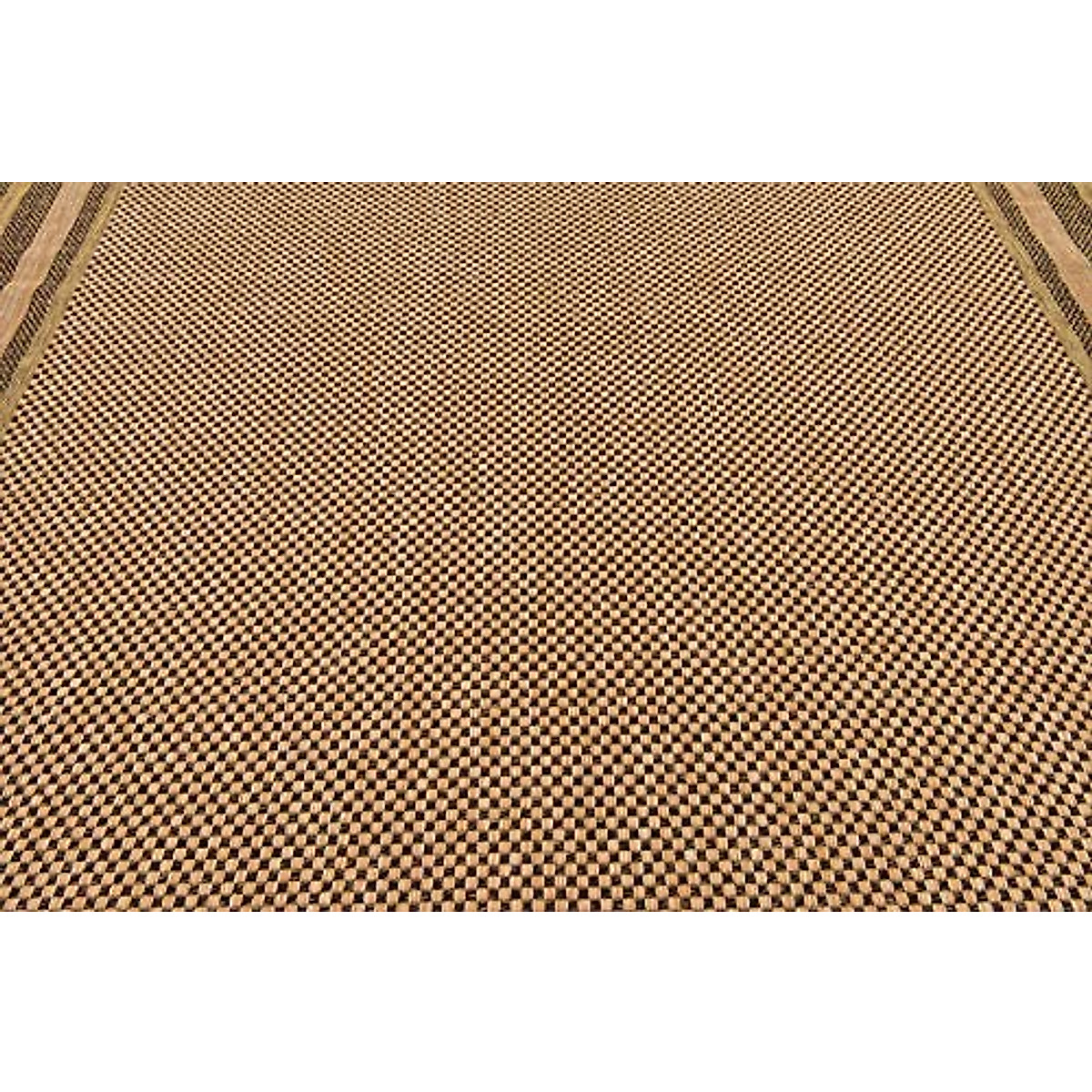 Unique Loom Outdoor Border Collection Area Rug - Multi Border (9' x 12' Rectangle, Light Brown/ Brown)