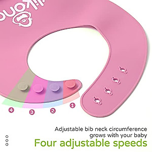 Silicone Bibs for Babies with Crumb & Drip Catcher Pocket | For Babies & Toddlers | Waterproof, Easy to Clean | 2 Colors Set (Pink/Gray)