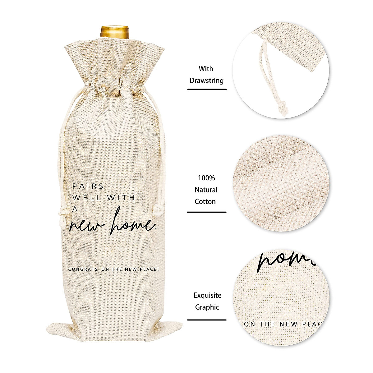 Housewarming Wine Gift Bags, New Home Wine Bag For Friends, Client Gift From Realtors, 1 Pc Wine Bag (A47)