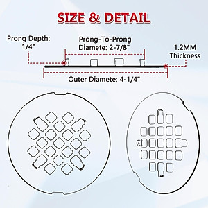 Enhon 2 Pack 4-1/4 Snap in Shower Drain Cover, Round Shower Strainer Drain Grid, Bathroom Shower Drain Grate Cap Replacement for Hair Catcher, Matte Black, Stainless Steel