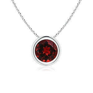 Angara Natural Garnet Solitaire Pendant Necklace for Women in Sterling Silver (Grade-AAAA | 6mm) January Birthstone Jewelry Gift for Women | Birthday | Wedding | Anniversary