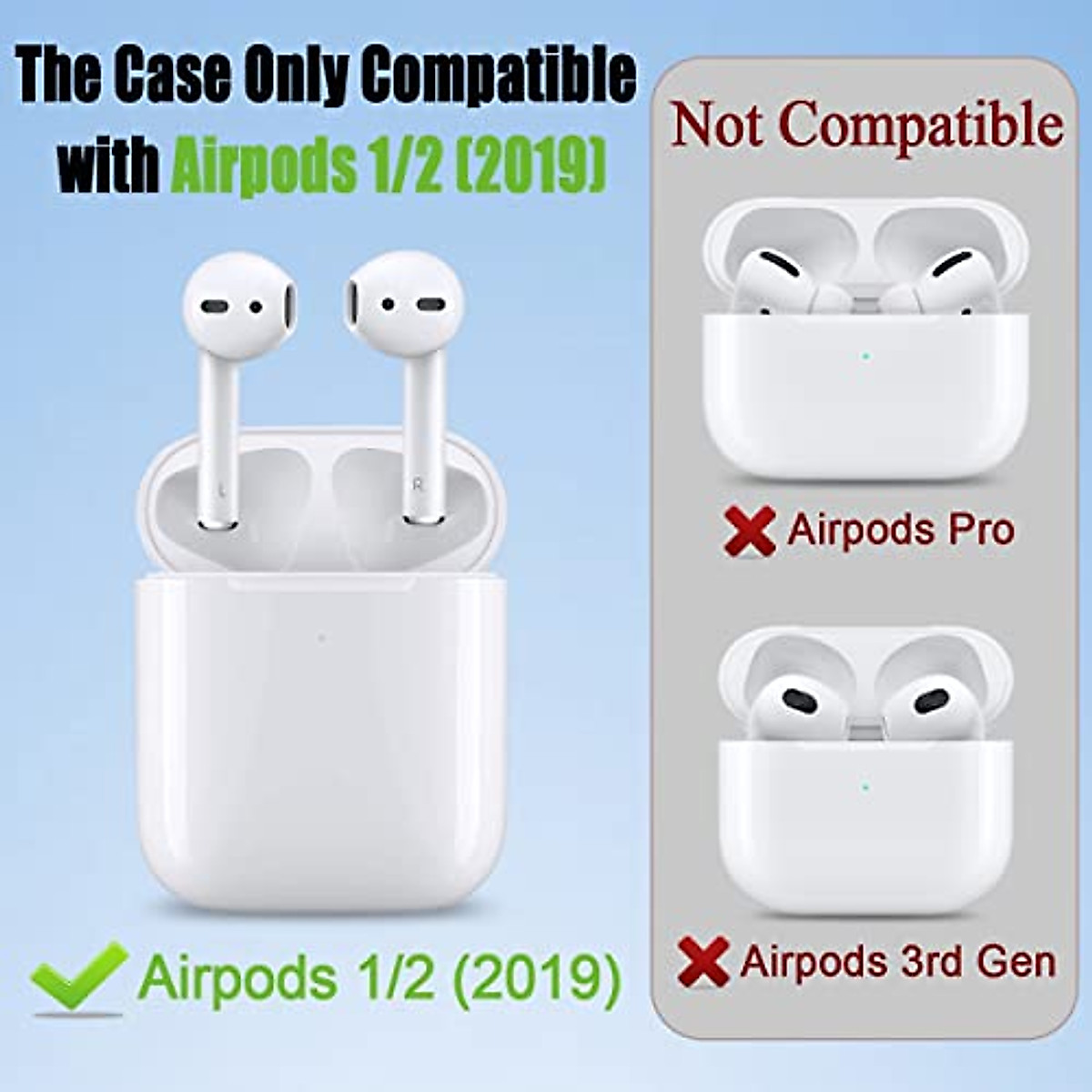 [3 Pack] Funny Airpod Case for AirPod 2/1, 3D Cartoon Character Cute Airpods 1&2 Case Kawaii AirPods 1/2 Cover for Men Boys Gift Protective Silicone Case with Keychain Accessories