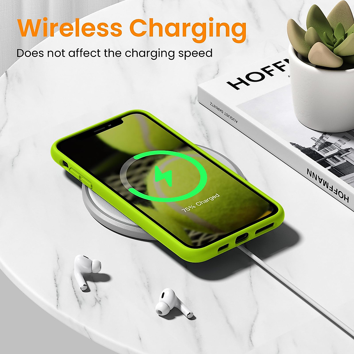 OuXul iPhone XR Case, Full Covered Shockproof Phone Case Flexible Liquid Silicone Gel Rubber Cover, Slim Fit Protective 6.1 inch with Soft Anti-Scratch Microfiber Lining(Fluorescent Yellow)