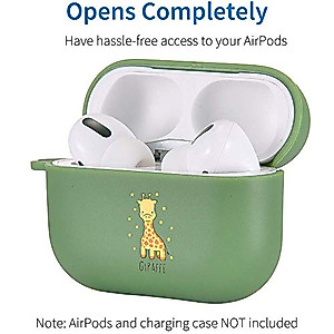Idocolors Cover Case for Airpods pro, Cute Airpods pro 3 Protective Cover,Soft Silicone Green Case with Keychain Compatible Airpod pro Charging Case 3rd Gen 2019,Cartoon Giraffe