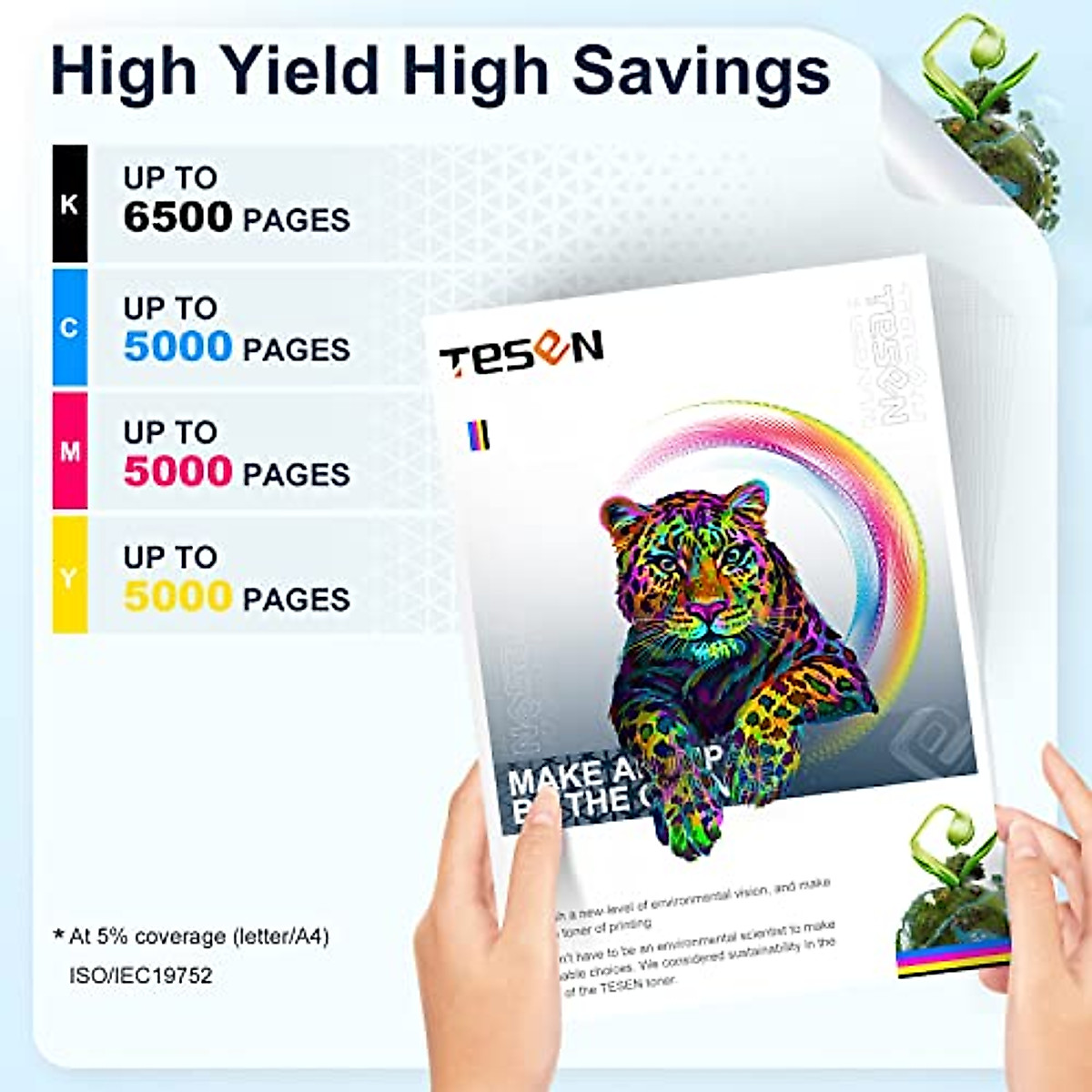 046 046H CRG-046 TESEN Compatible Toner Cartridge Replacement for Canon 046 046H High Yield for Canon imageCLASS MF731Cdw MF733Cdw MF735Cdw LBP654Cdw 4 Packs (Black, Cyan, Magenta, Yellow)