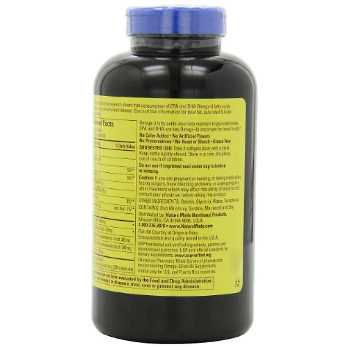 Nature Made 1200mg of Fish Oil, 2400 per Serving, 360mg of Omega-3, 300 Softgels, 300 Count (Pack of 1)