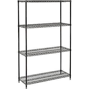 Nexel Economy Adjustable Wire Shelving Unit, 4 Tier, NSF Listed Commercial Storage Rack, 24" x 48" x 74", Black Epoxy