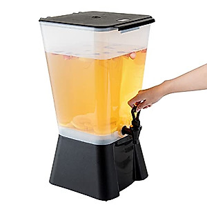 Restaurantware Bev Tek 5 Gallon Drink Dispenser 1 Dishwashable Beverage Dispenser--Detachable Tank Includes Decals Black Plastic Carnival Juice Dispenser With Stand Push-Button Spigot