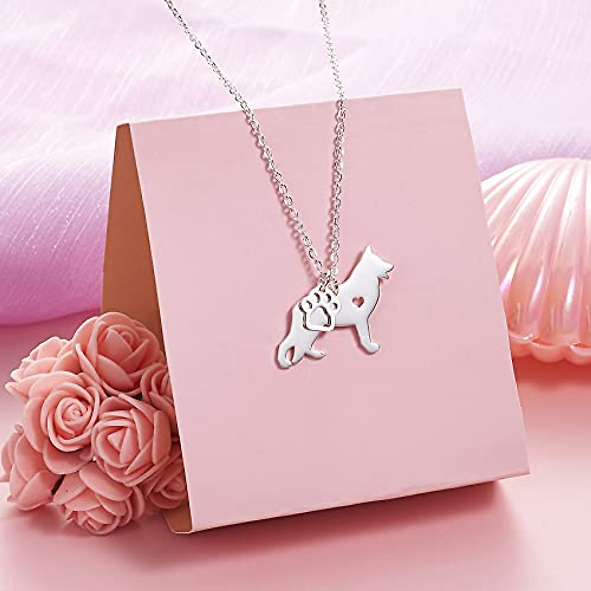Melix Animal Yorkie Labrador Pitbull Husky Alaskan Akita Boxer Corgi Dachshund German Shepherd Golden Retriever stainless steel Pet Dog Doggy Pendant Necklace Gift