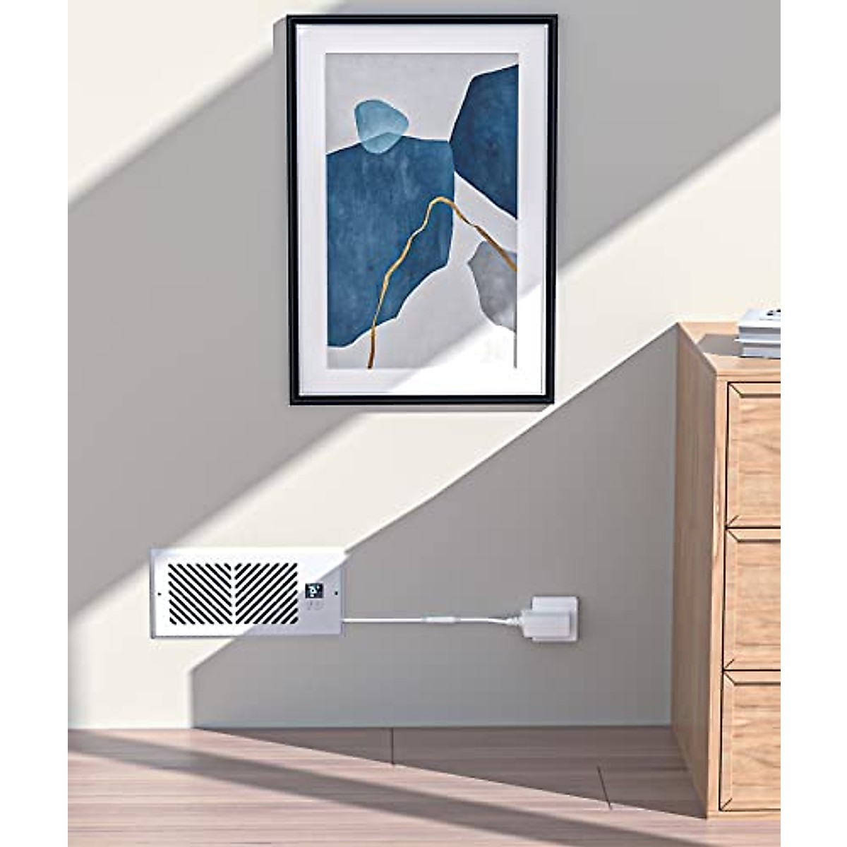 Abida 4" x 10" Register Booster Fan with Thermostat Control, Quiet Smart Register Vent with 10 Gear Wind Speed, Aluminum Frame Heating Cooling AC Vent, White