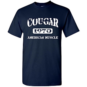 1970 Mercury Cougar American Muscle Design Tshirt Large Navy