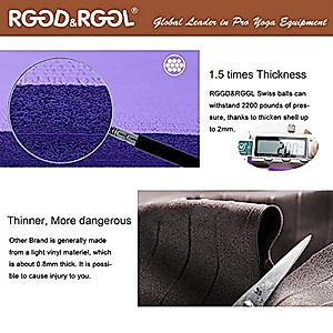 RGGD&RGGL Exercise Ball Chair(55-75cm), Extra Thick Yoga Ball with Stability Ring, Workout Guide,Anti-Burst Balance Ball for Workout and Fitness (Sliver, 55cm)