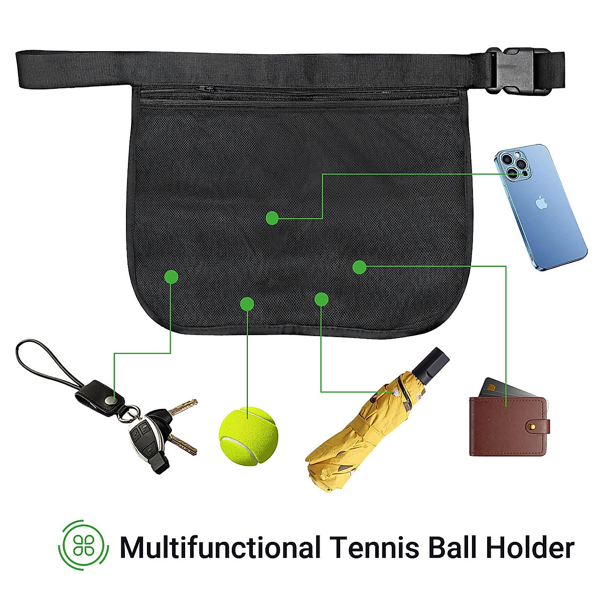 LEWSHQI Pickleball Ball Holder,Tennis Ball Holder,Adjustable Waist Ball Holder for Pickleball/Tennis,Pickleball Accessories Men,Tennis Training Equipment,Pickleball Training Equipment