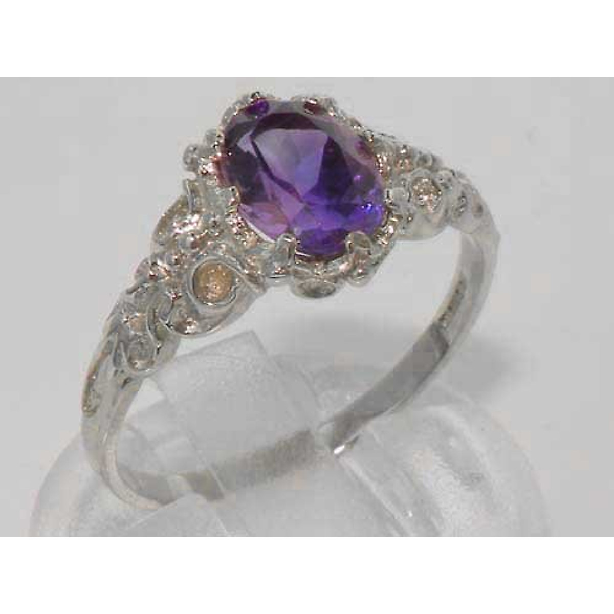 LetsBuyGold 925 Sterling Silver Real Genuine Amethyst Womens Solitaire Engagement Ring - Size 6