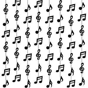 Cindeer 8 Pcs Musical Notes Hanging Decorations Music Theme Party Decorations Music Notes Paper Garlands Banners for 50s 80s Theme Birthday Baby Shower Wedding Music Party Supplies Ceiling Decor