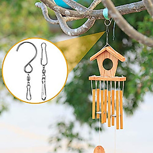 Wind Spinner Swivel Hooks 360 Degree Dual Spinning Windsock Chime Supplies Hanger Swivels Clip Hanging Hooks with Storage Box for Wind Spinners Supply, 2 Styles (Metal Color,30 Pieces)