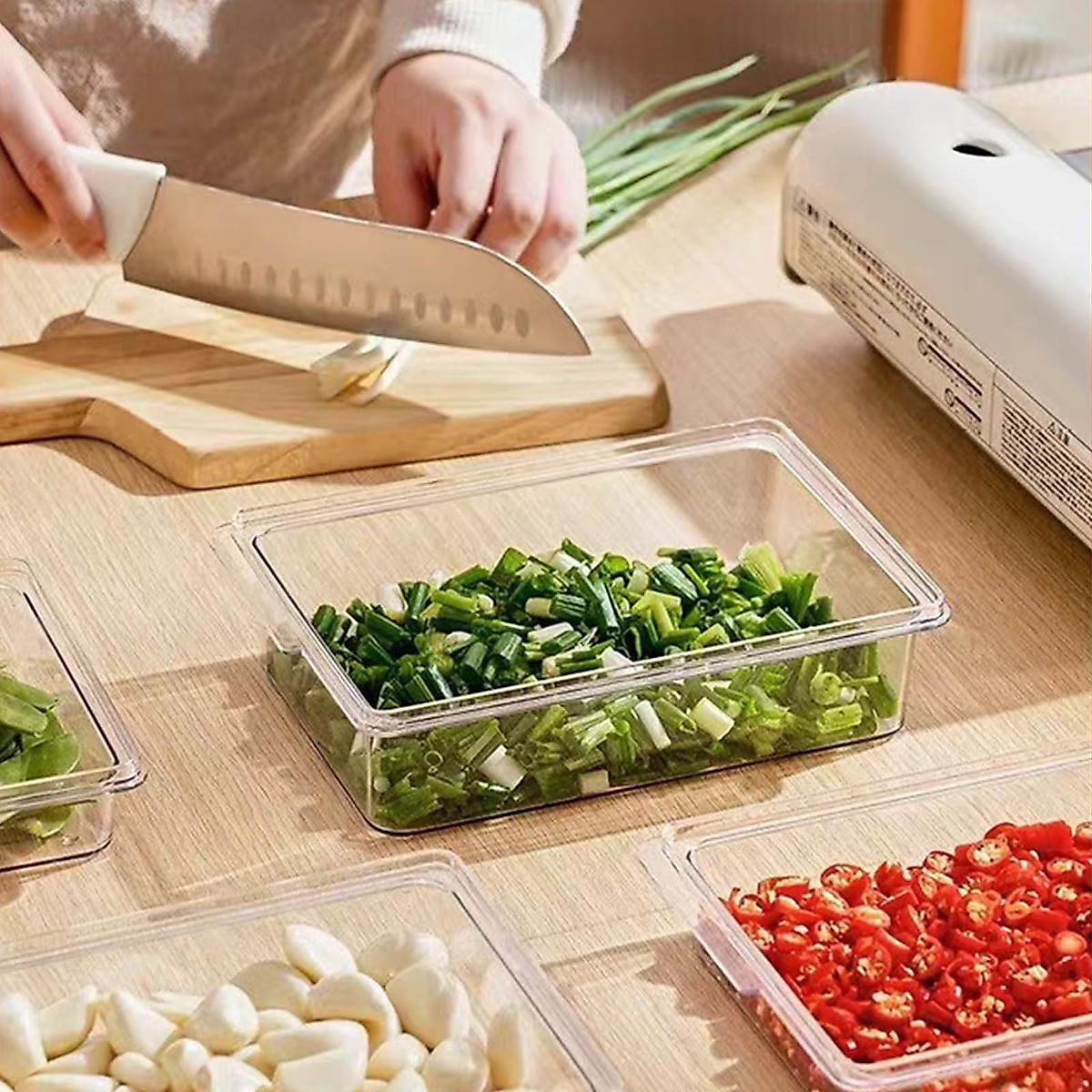 SENENQU 6 Pack Bacon Keeper for Refrigerator, Deli Meat Saver Container with Airtight Lid, Cold Cuts Cheese Container for Fridge Food Refrigerator Storage Box, Christmas Cookie, 3 Pcs Serving Tongs