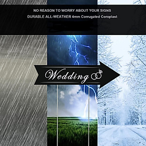 Set of 6 Wedding Directional Yard Signs with Stakes, Double-side Printed Wedding This Way Arrow Black & White Outdoor Directional Road Sign Wedding Supply Decor for Ceremony Reception