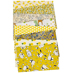 Cartisanat Fat Quarters Fabric Bundles, 8 Pcs (20in x 20in / 50cm x 50cm) Sewing Patterns Quarter Precut Fabrics for Quilting Squares Sheets TOP Cotton Bundle Patchwork DIY Crafting Yellow Floral