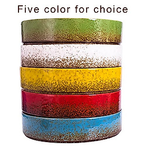 ARTKETTY Succulent Pots, 11 Inch Large Succulent Planters Pots with Drainage Ceramic Bonsai Pots with Bamboo Stand, Shallow Planters for Indoor/Outdoor Plants Modern Cactus Flower Plant Bowl (Blue)