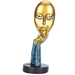 01 Abstract Face Sculpture, Creative and Abstract Face Statue Resin Figure Sculpture Nordic Character Art Decor Home Office Studio Cafe Desktop Decoration