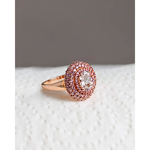 YoTreasure 2.07 Ct. Pink Morganite Sapphire Solid 14K Rose Gold Chunky Ring