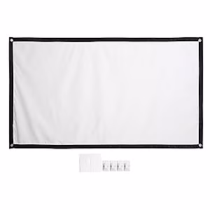 Projector Screen 60 Inch, Portable 16:9 4K HD Movie Projector Screen Foldable Outdoor Indoor Video Projection Screen with 4 Hook, Wrinkle Free Design for Home Theater Backyard Cinema