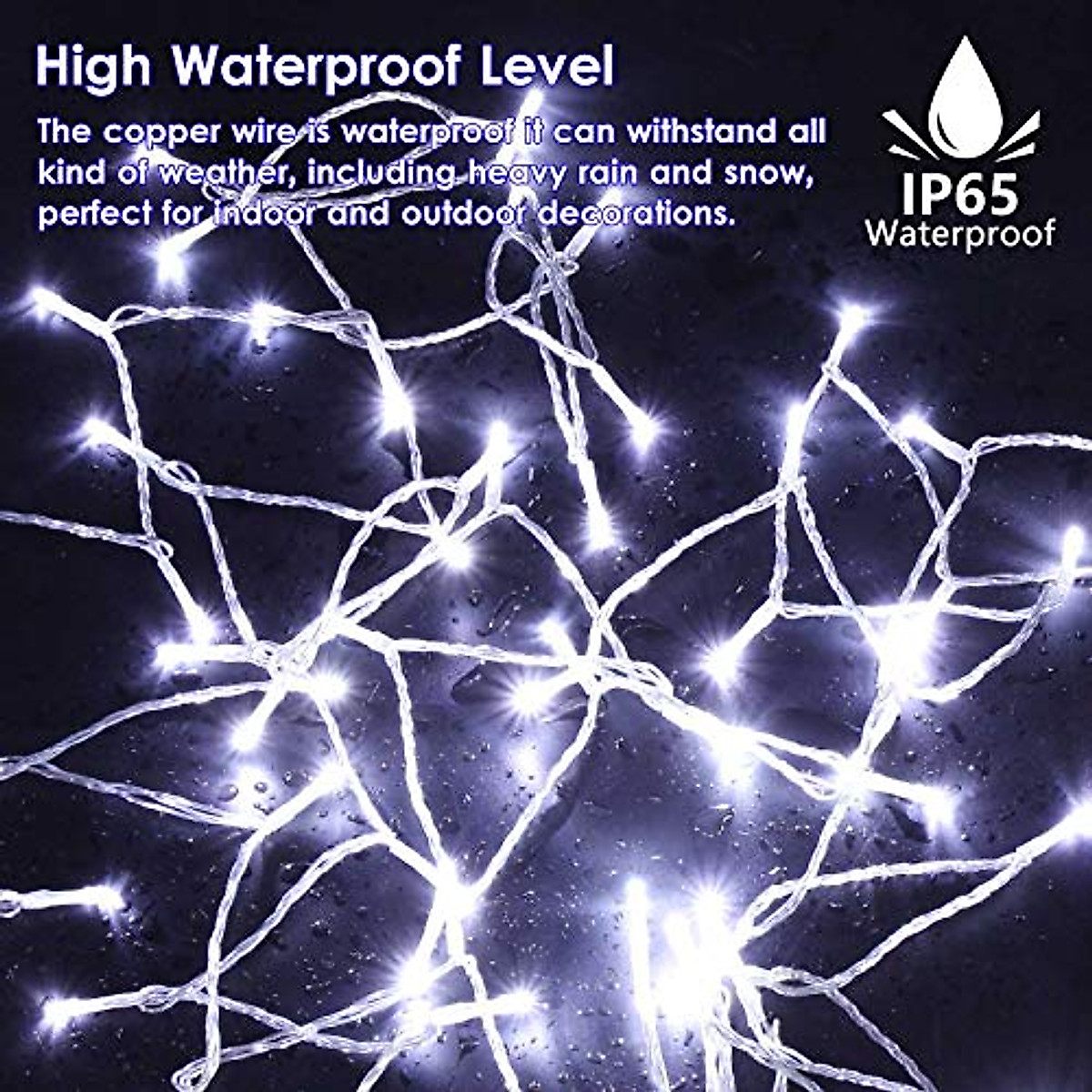 EXF Super Long Outdoor Solar Christmas Lights, 8 Modes 98FT 300 LED Solar String Lights with Clear Wire, Solar Fairy String Lights for Xmas Party Garden Fence Tree Balcony (Cool White)