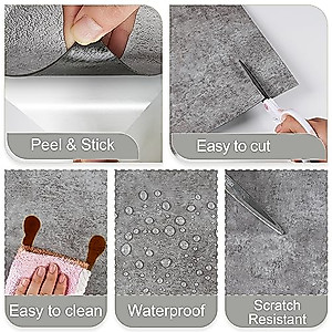 VaryStyle 12"x12" Peel and Stick Grey Slate Vinyl Floor Tiles - 10 Pack, Waterproof, Slip Resistant, Easy to Install