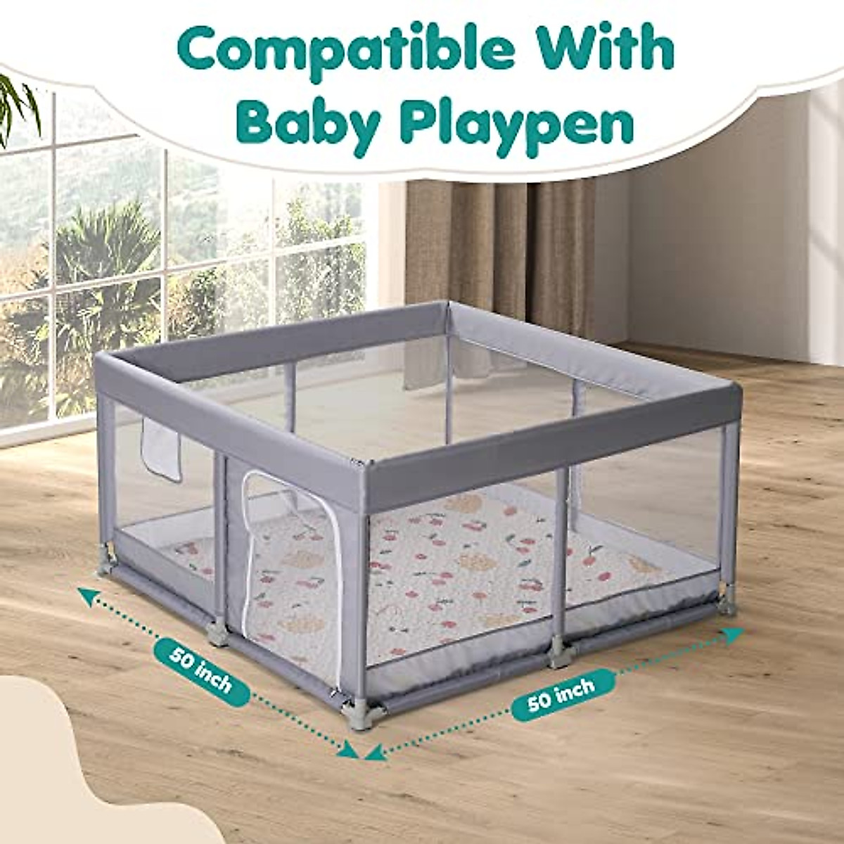 Soft Cotton Baby Play Mat for Babies and Toddlers Tummy Time Mat,Baby Activity Mat for Floor,Foldable Crawling Mat for Indoor & Outdoor Use