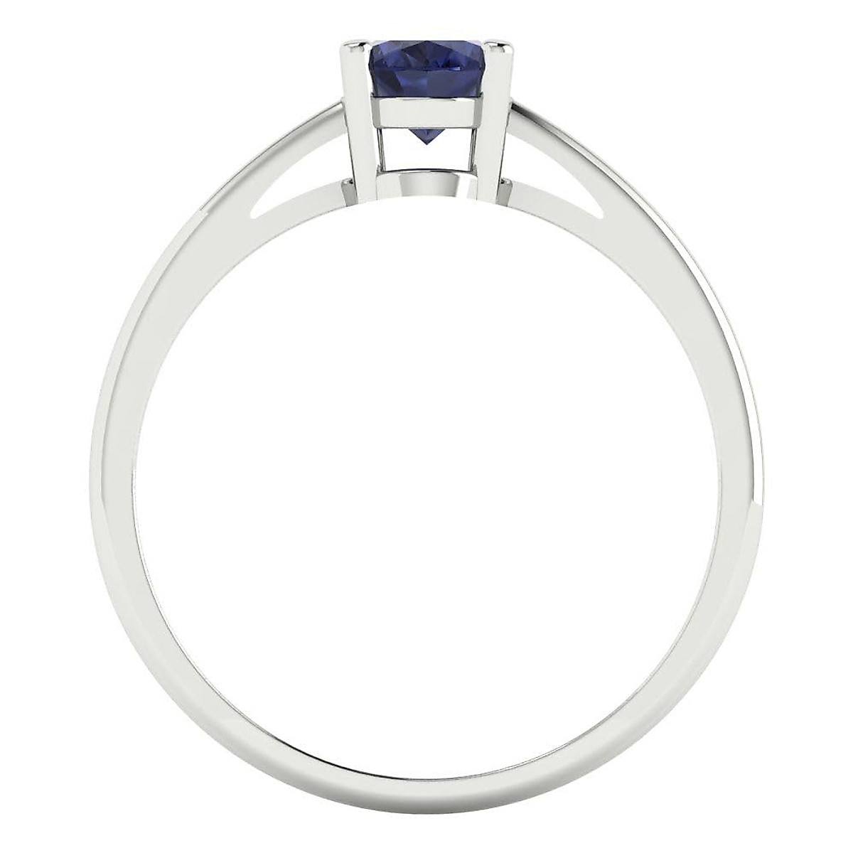 Clara Pucci 1.0 ct Oval Cut Solitaire Simulated Blue Sapphire Engagement Bridal Promise Anniversary Ring 18K White Gold Size 7.25