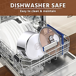 E-far 5-Qt Stockpot, 3-Ply Stainless Steel Stock Pot with Glass Lid & Stay-Cool Handles for Cooking Simmering Soup Stew, Heavy Duty Cookware Works w/Induction, Non-toxic & Dishwasher Safe