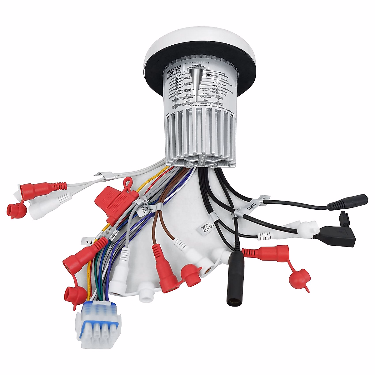 Rockville RGHR2 Marine Gauge Hole Receiver W Bluetooth USB, Radio + Wired Remote