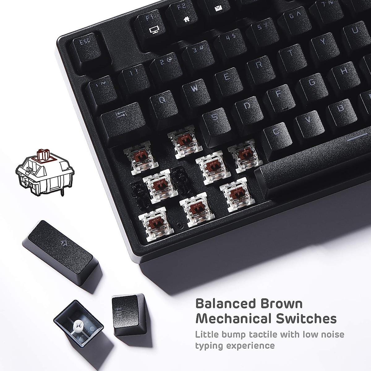 RK ROYAL KLUDGE RK87 Sink87G RGB Wireless TKL Mechanical Gaming Keyboard, 87 Keys No Numpad Tenkeyless Compact 2.4G Wireless Keyboard with Tactile Brown Switches, Exceptional Macro Settings