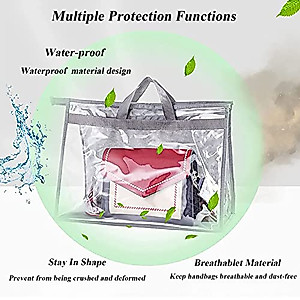 Loloka 10 Packs Clear Handbags Storage, Extra Size Purse Storage Organizer for Closet with Zipper and Handles (10 Packs)