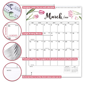 2023-2024 Calendar - Vertical Wall Calendar 2023-2024, Jul. 2023 to Dec. 2024, 12" x 17", Monthly Calendar 2023-2024 with Julian Date, Perfect for School, Office & Family.