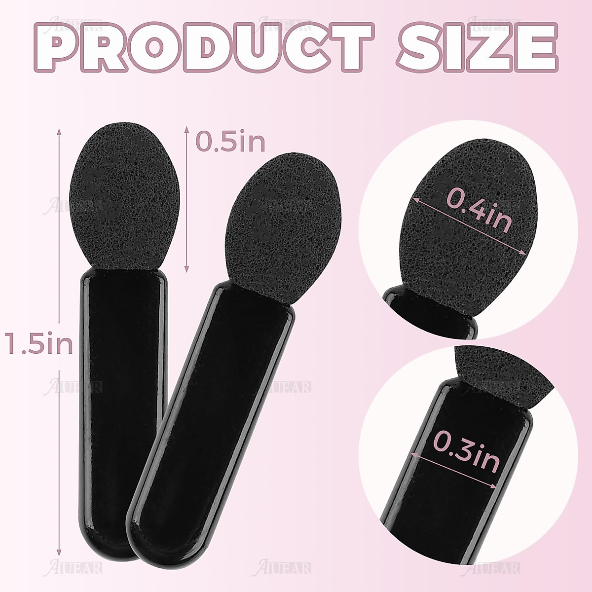 AUEAR, 50 Pack Disposable Eye Shadow Brushes Applicators Sponge Oval Tipped Dual Sides Brush Makeup Tool Black