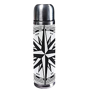 sdfsdfsd 17 oz Vacuum Insulated Stainless Steel Water Bottle Sports Coffee Travel Mug Flask Genuine Leather Wrapped BPA Free, Drawing Hand Compass