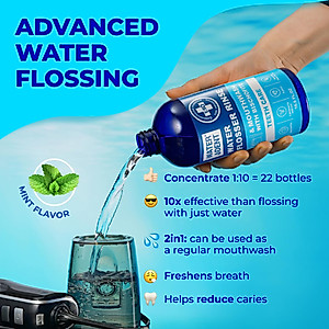 WATER DENT Concentrated Irrigant, Mouthwash Teeth Care | Add to Water Flossers | Mint Flavor | Pack of 2 = 372 fl.oz | Alcohol Free, Fluoride Free. Made in USA